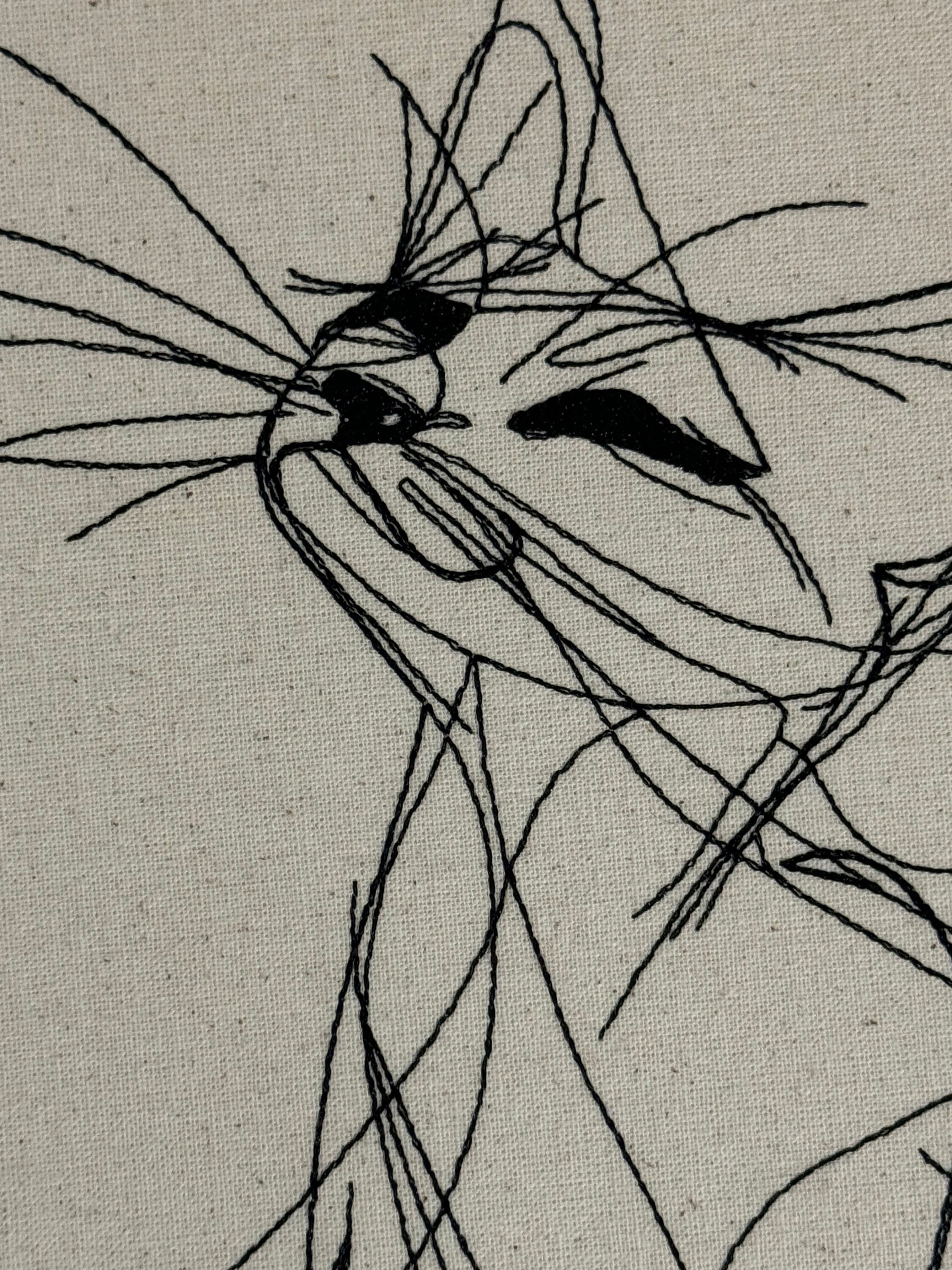 Cat Large Finished Embroidery Decor Poster Sketch Lineart Single Color ...