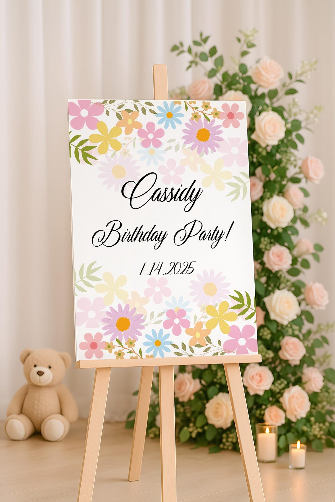 Floral Birthday Welcome Sign: Custom Acrylic Party Decor - Etsy