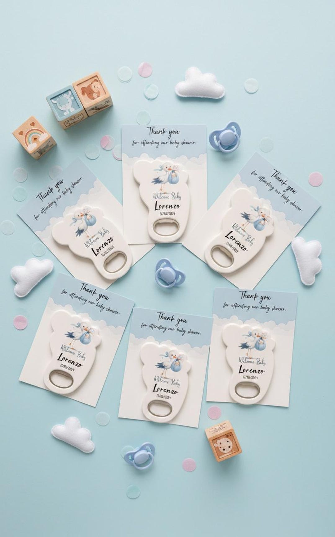 Personalized Baby Boy Footprint Bottle Opener Magnet: Stork Design ...