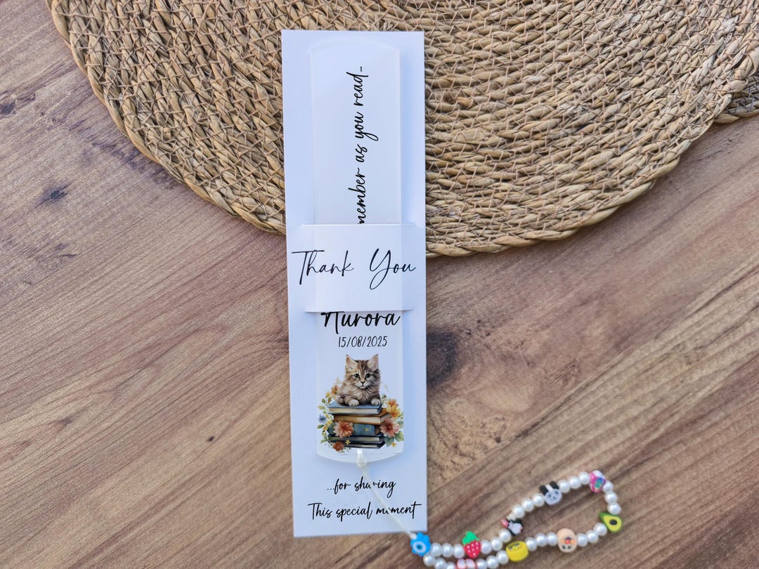 Frosted Acrylic Bookmark: 15th Birthday Party Favor, Cat & Floral ...