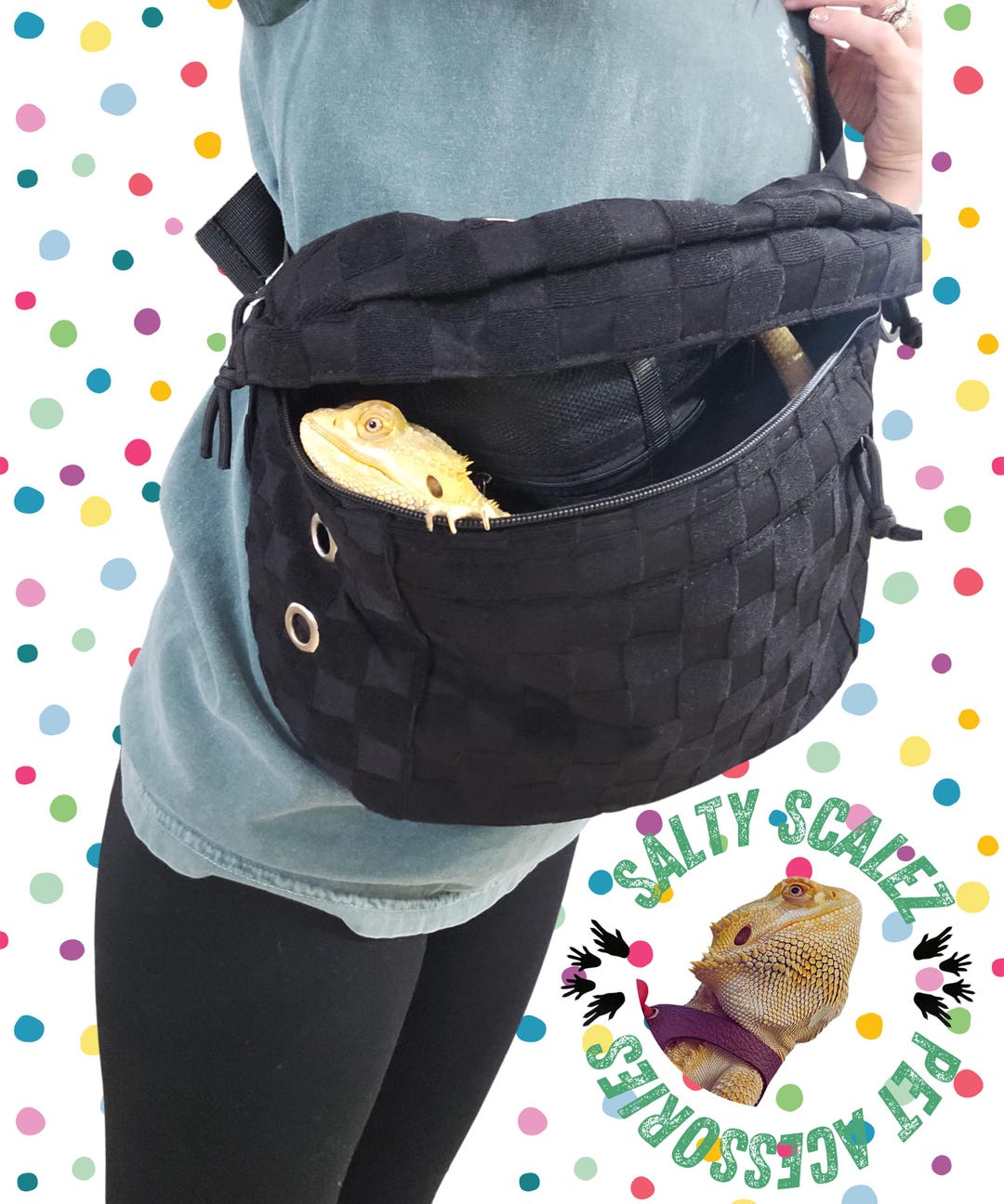 Checkered Crossbody Pet Carrier | Reptile Carrier Bag for Bearded ...