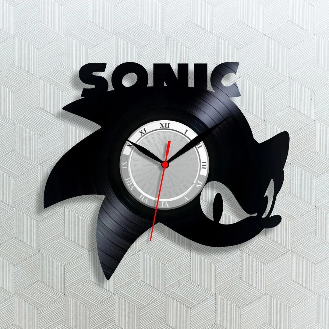 Sonic Vinyl Wall Clock the Hedgehog Wall Decor Record Wall Clock Wall ...