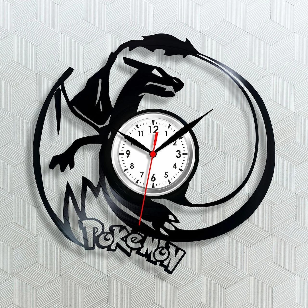 Charizard Pokemon Vinyl Record Clock – Handmade Silent Wall Decor - Etsy
