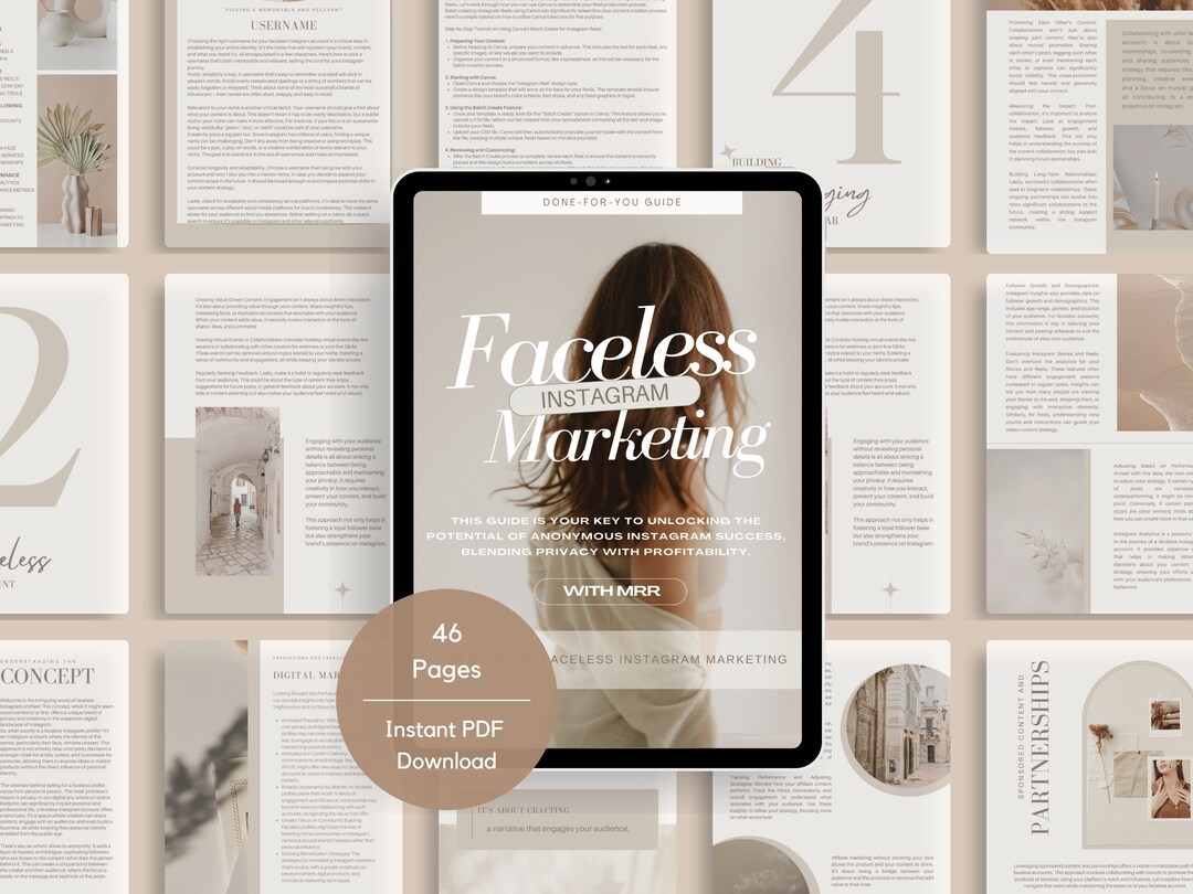 Faceless Instagram Marketing Guide MRR Done for You Niche Down Digital ...