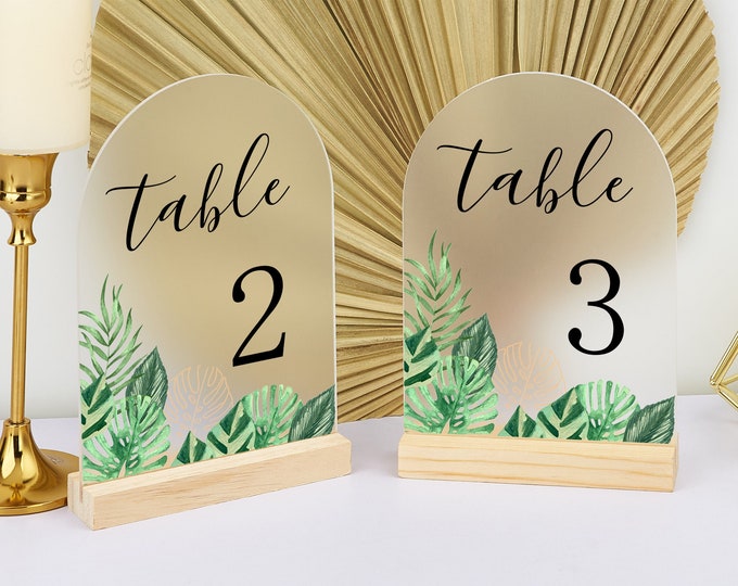 Tropical Monstera Wedding Table Numbers, Palm Leaf Table Numbers, Beach ...