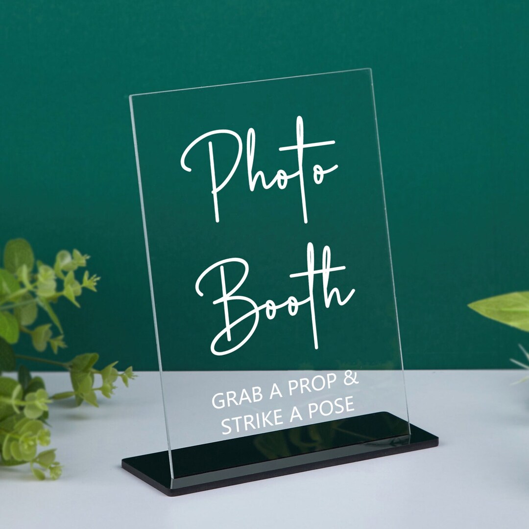 Photo Booth Wedding Sign, Grab a Prop and Strike a Pose, Selfie Station ...
