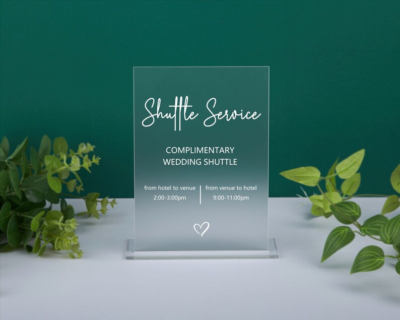 Shuttle Service Sign, Wedding Transportation Sign, Modern Minimalist ...