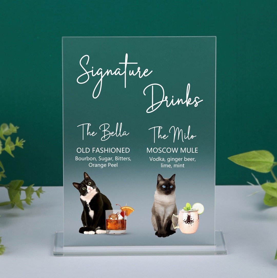 Signature Drink Sign Pet, Cat Signature Cocktail Sign, Custom Dog Drink ...
