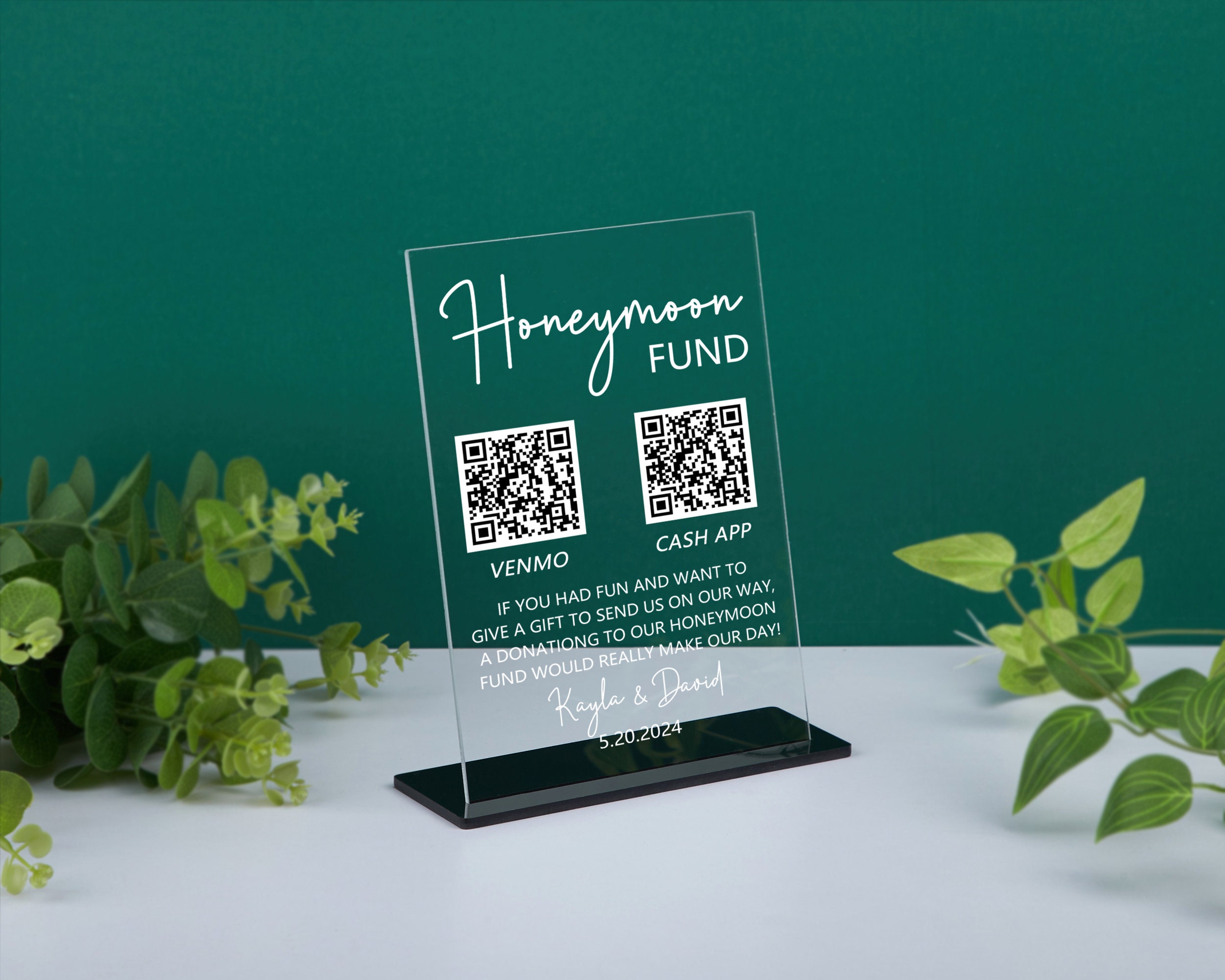 Honeymoon Fund QR Code Sign, Wedding Honeymoon Fund Sign, Venmo or Cash ...