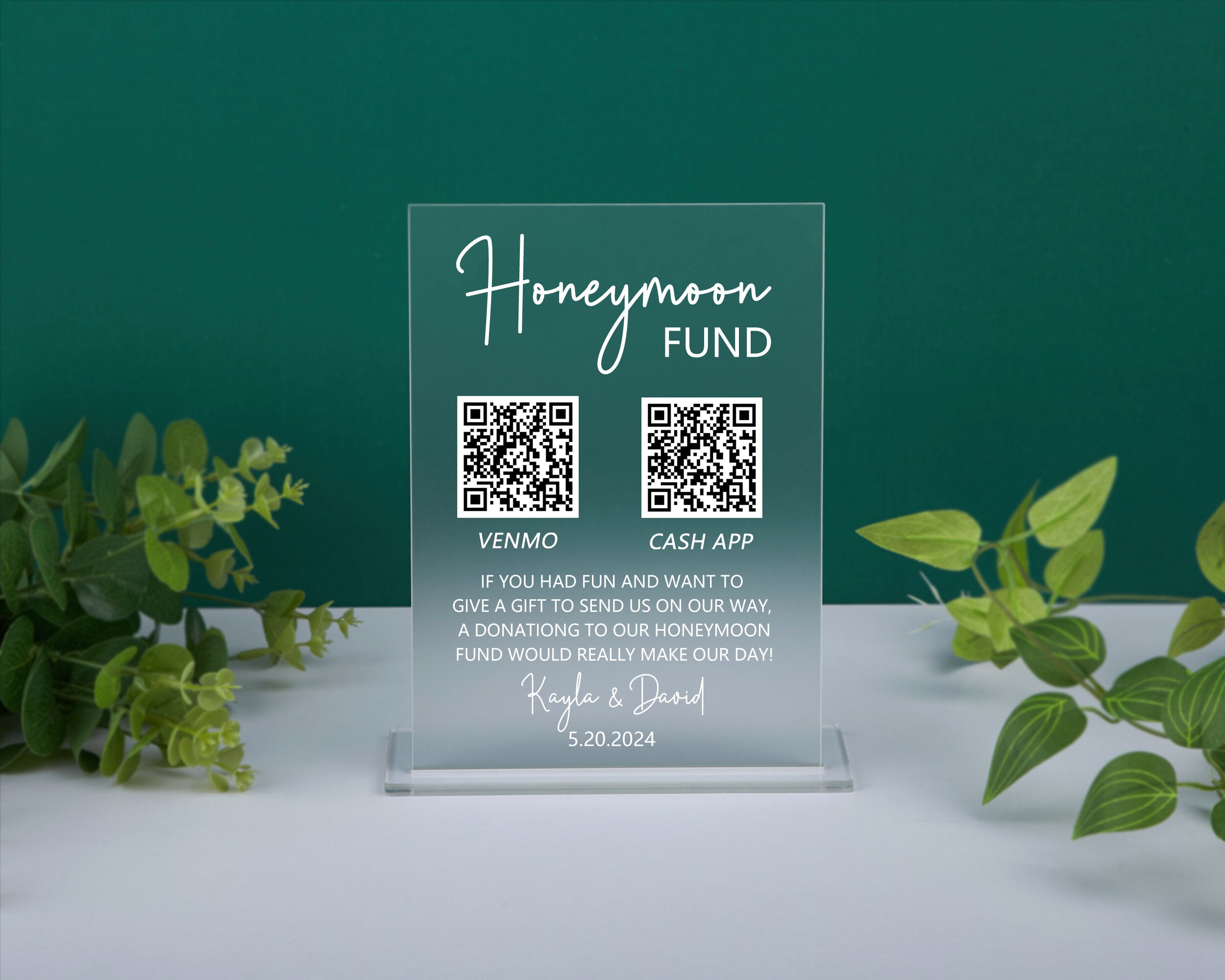 Honeymoon Fund QR Code Sign, Wedding Honeymoon Fund Sign, Venmo or Cash ...