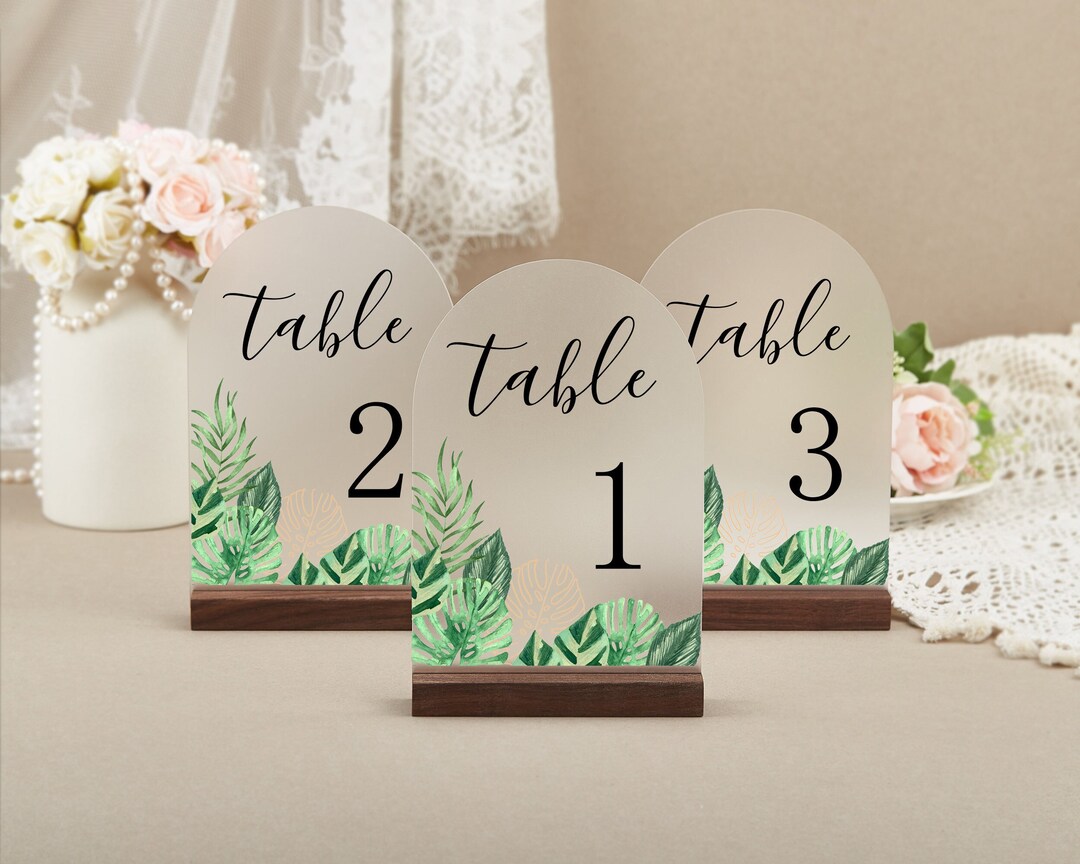 Tropical Monstera Wedding Table Numbers, Palm Leaf Table Numbers, Beach ...