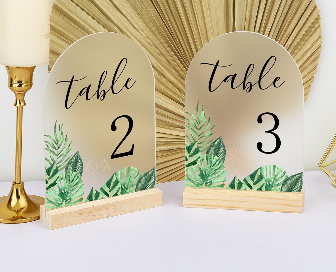 Tropical Monstera Wedding Table Numbers, Palm Leaf Table Numbers, Beach ...