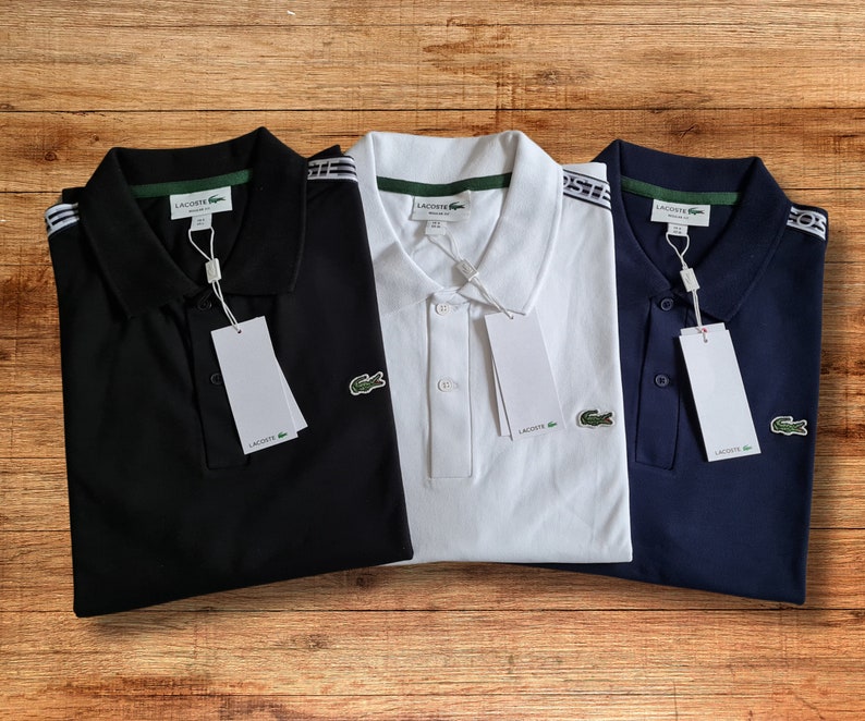 Men's Lacoste Collar Neck Short Sleeves Cotton T-shirts in 3 Colour - Etsy