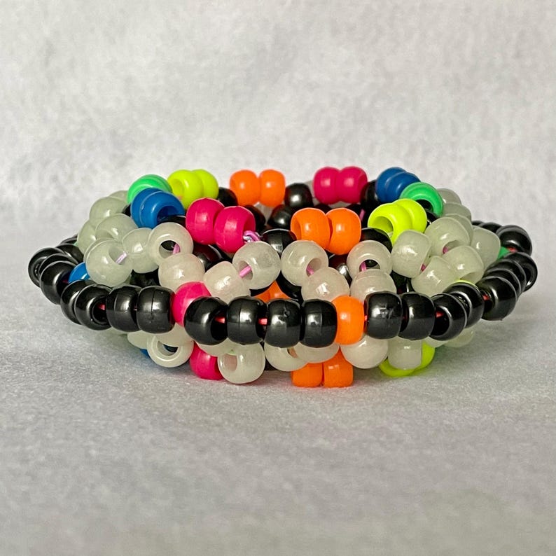 Glow in the Dark Neon Rainbow Kandi Cuff - Etsy