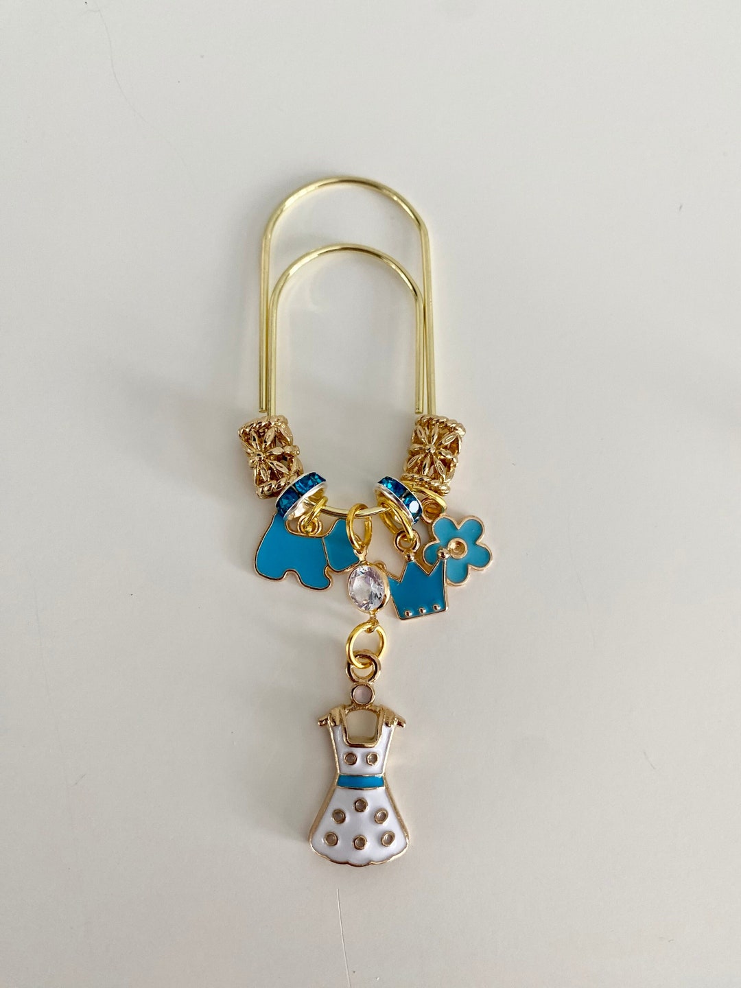 Blue and White Book Mark Charm Dress Charm Planner Charm Paperclip ...