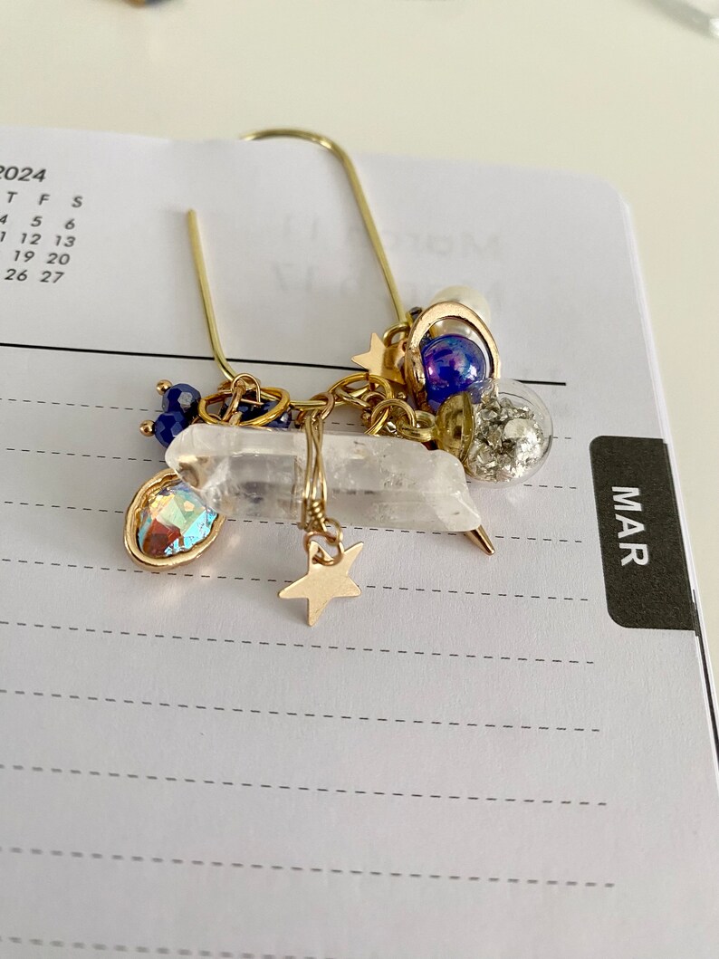 Blue Galaxy Book Mark Charm Planner Charm Paperclip Charm Dangle Clip ...