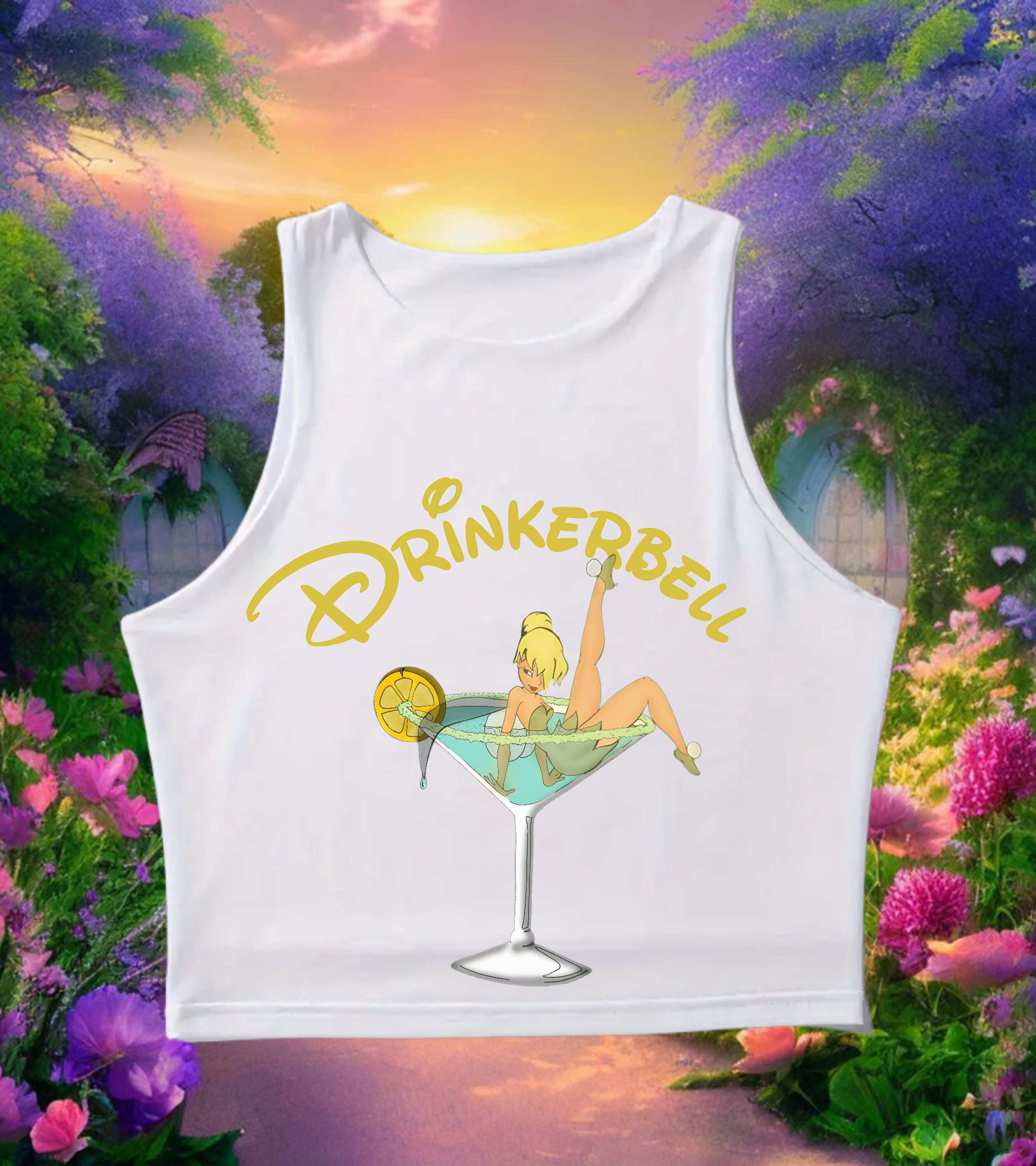 Drinkerbell Crop Tank Top Funny Disney Crop Top Tinkerbell Tank Top ...