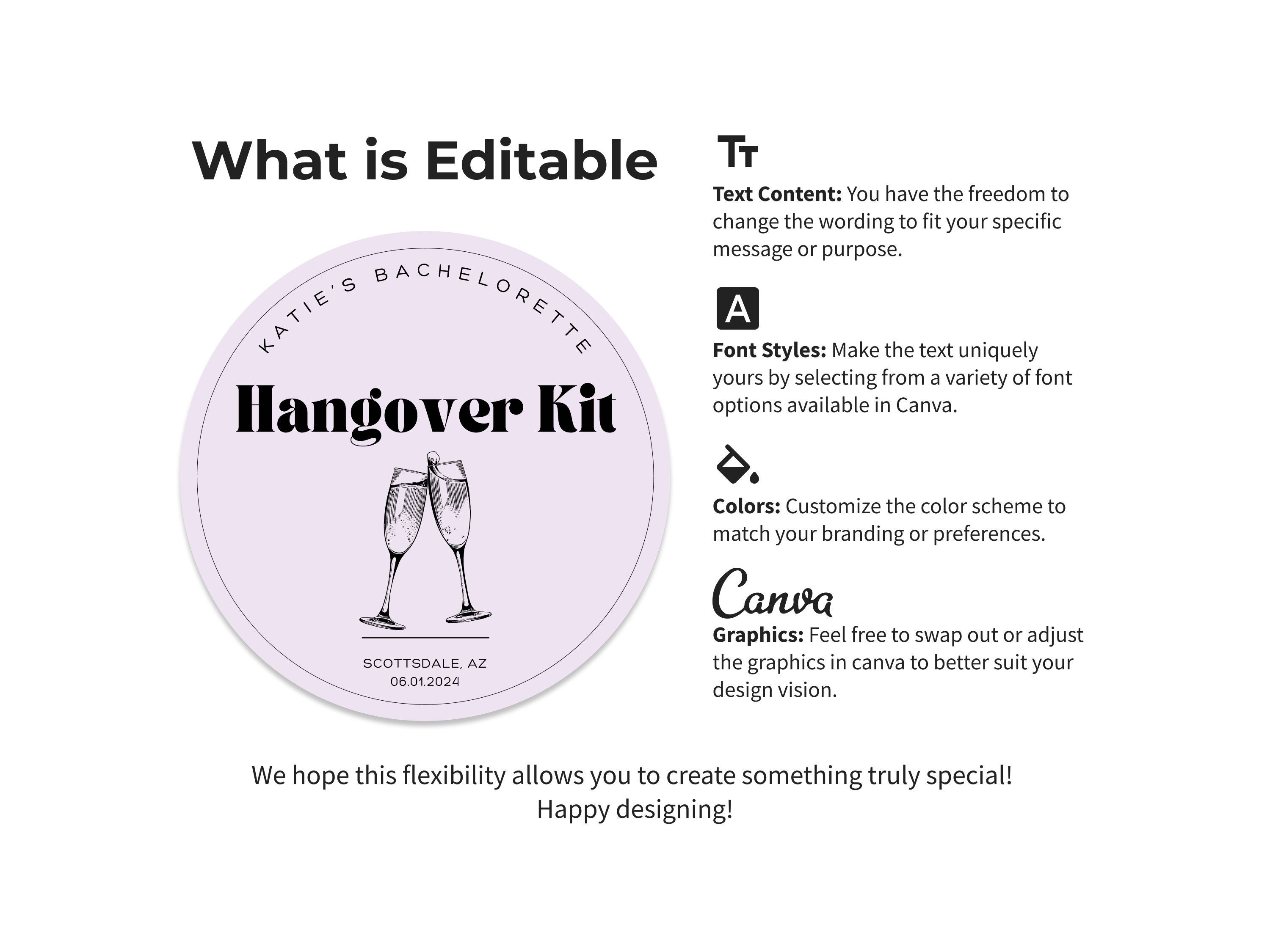 Editable Bachelorette Hangover Survival Kit Label - Instant Download ...
