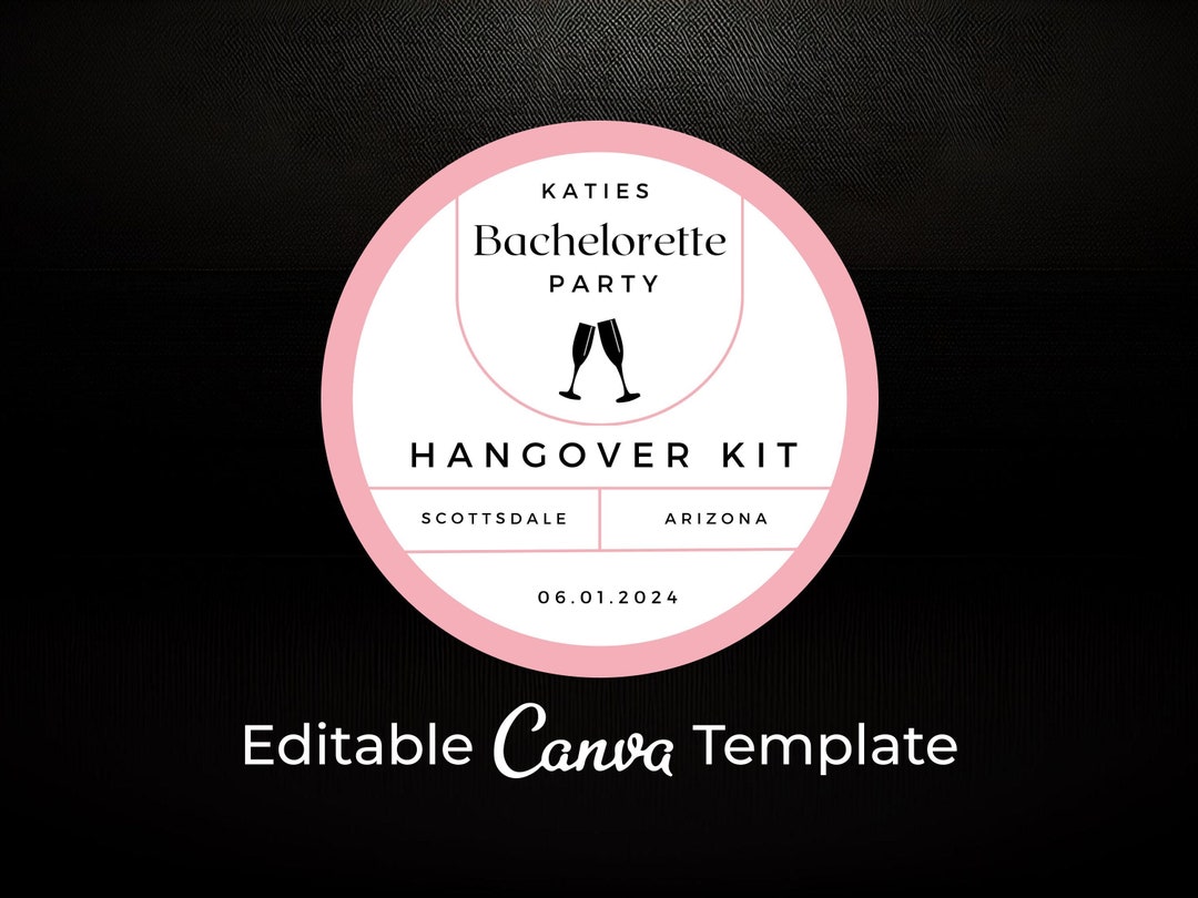 Editable Bachelorette Hangover Survival Kit Label - Instant Download ...