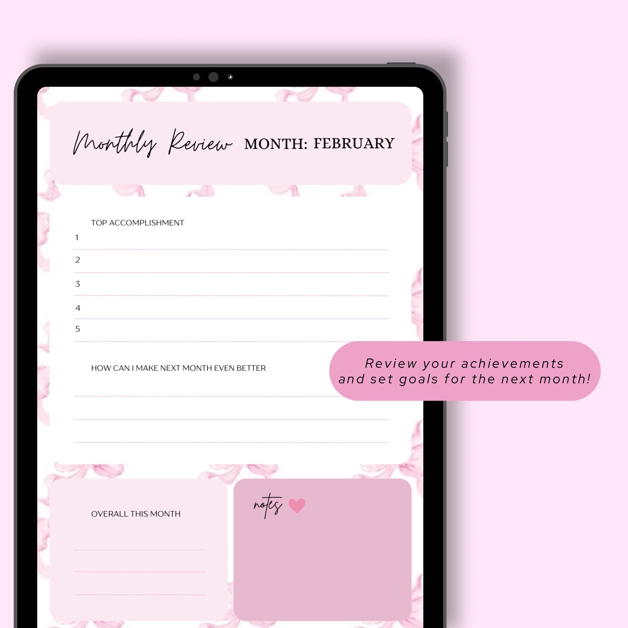 2024 Coquette Pink Monthly Planner Digital Planner Cute Monthly Planner ...