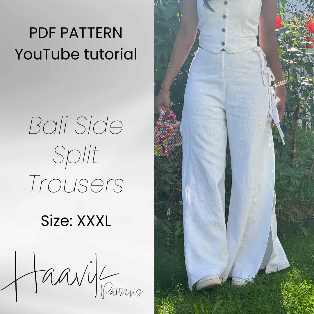 PDF Sewing Pattern for Bali Side Split Trousers | Size XXXL | Beginner ...