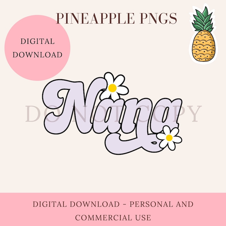 Nana PNG | Daisy PNG Digital Download | Nana Design for DTF or ...