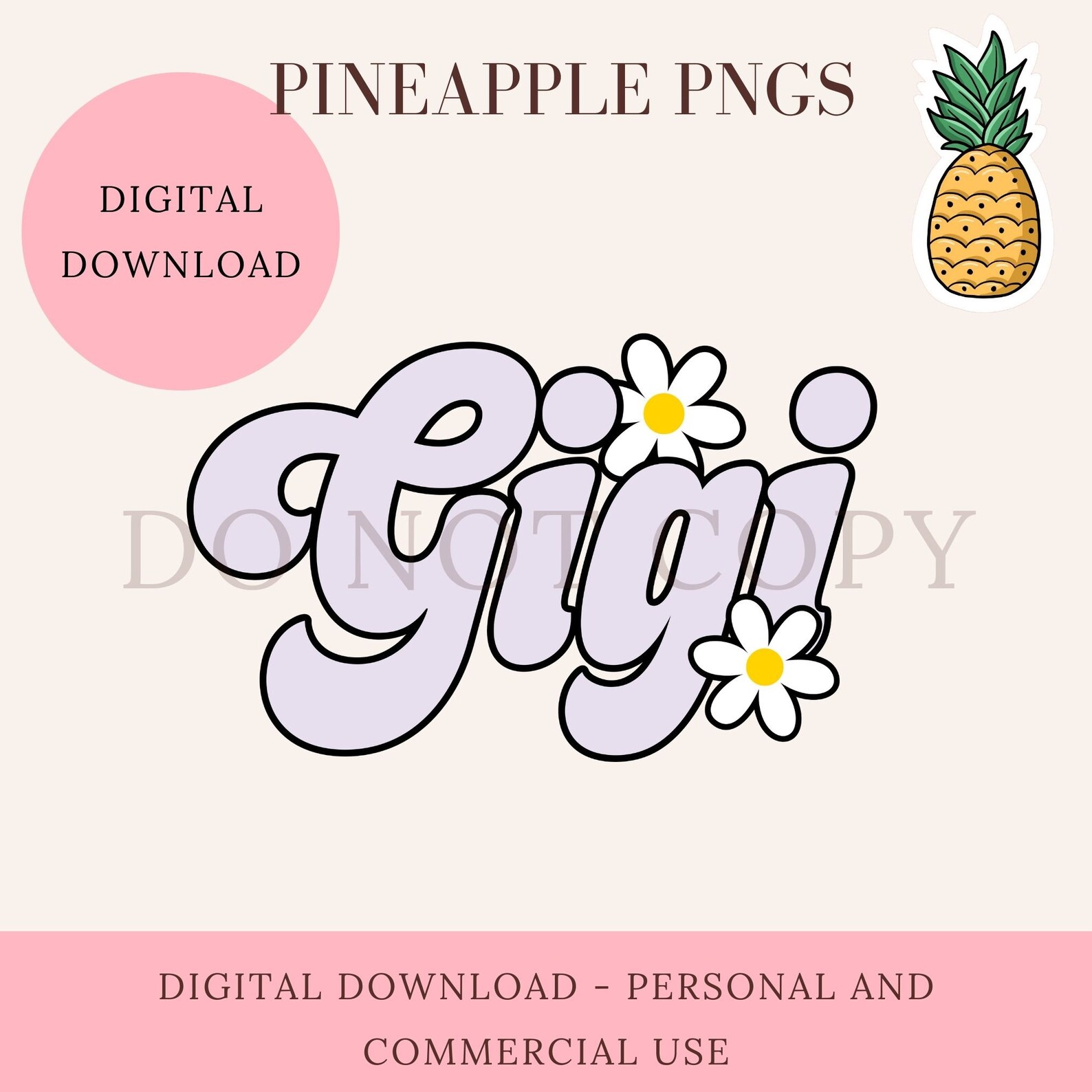 Gigi PNG | Daisy PNG Digital Download | Gigi Design for DTF or ...