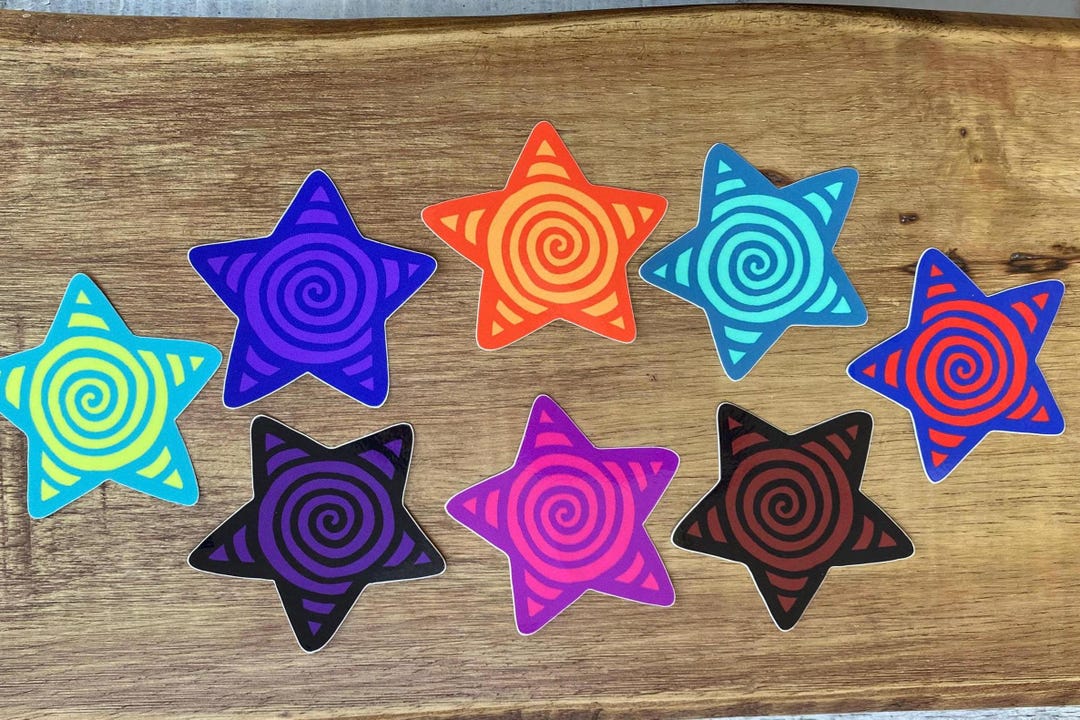 Spiral Star Stickers - (8 Colors to Choose From) UV Proctective ...