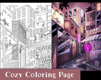Cozy Digital Coloring Page - Etsy