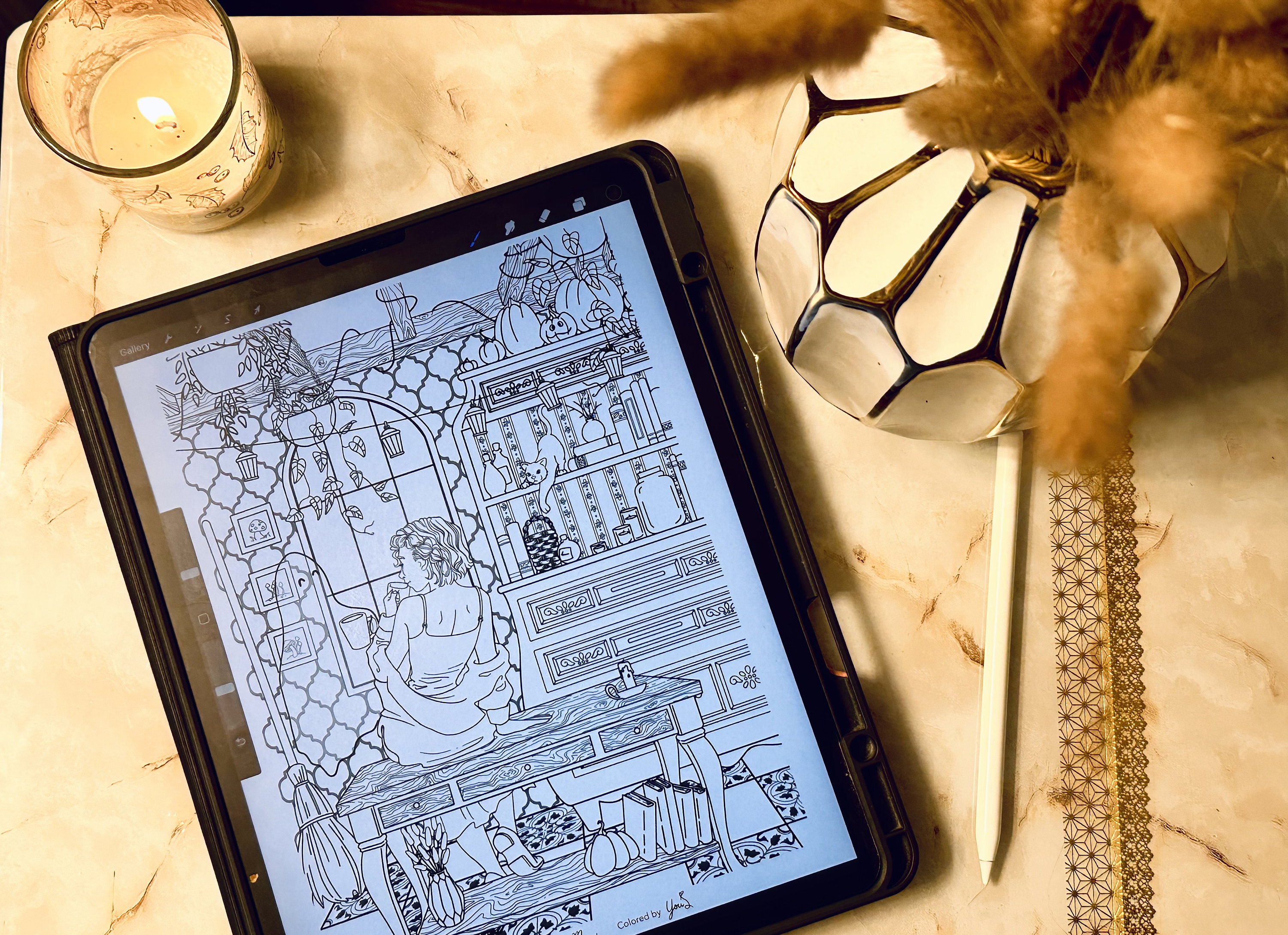 Cozy Digital Coloring Page - Etsy