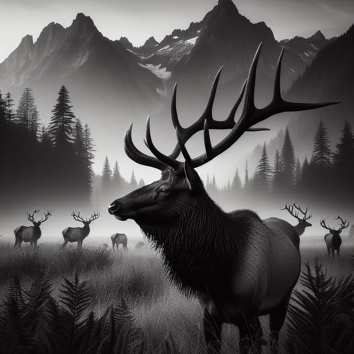 Elk Engraving Images - Etsy