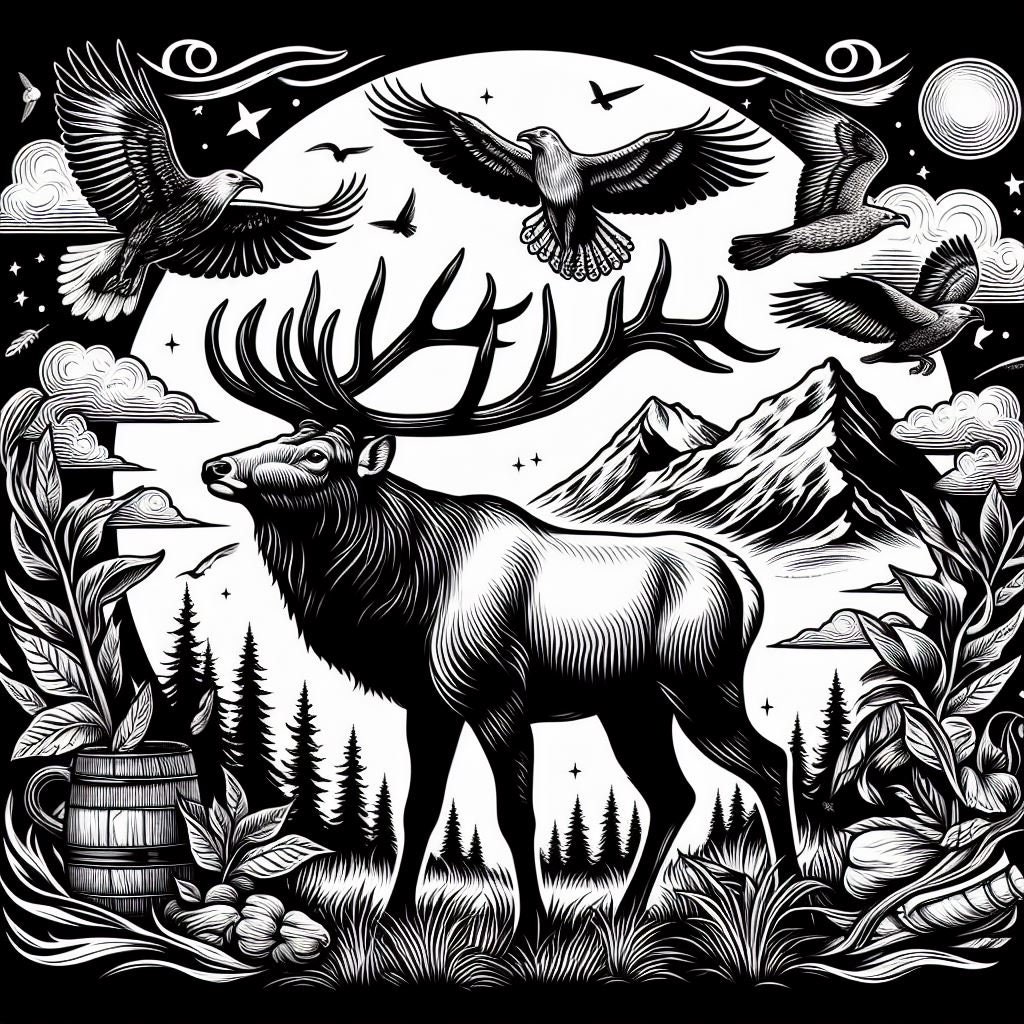 Elk Engraving Images - Etsy