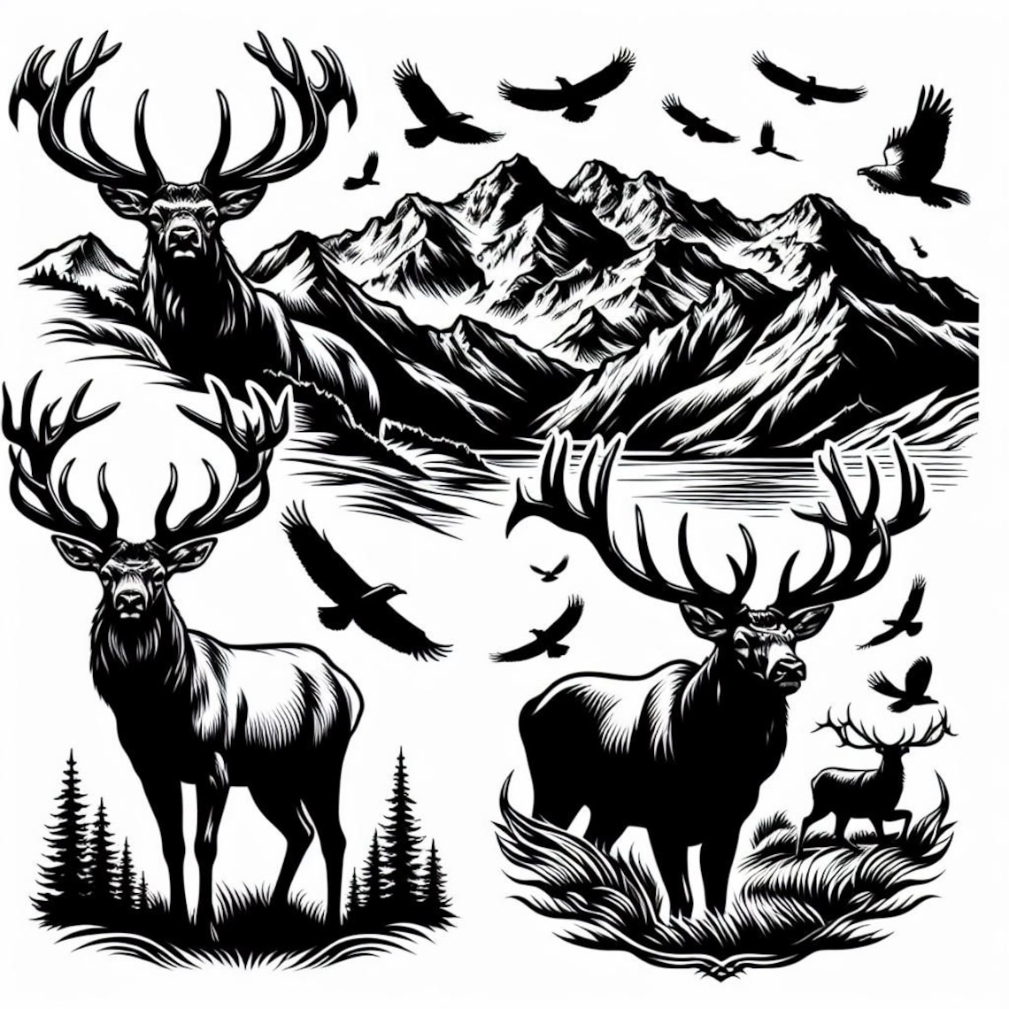 Elk Engraving Images - Etsy