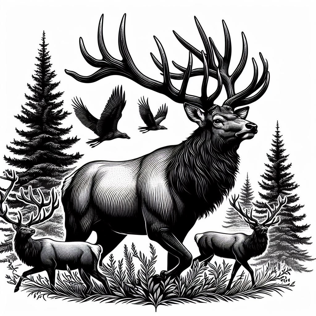 Elk Engraving Images - Etsy