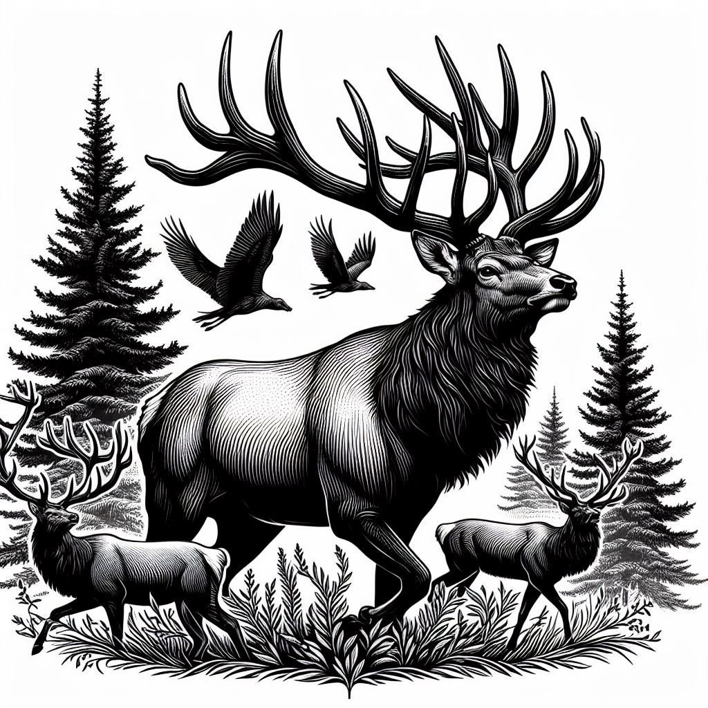 Elk Engraving Images - Etsy