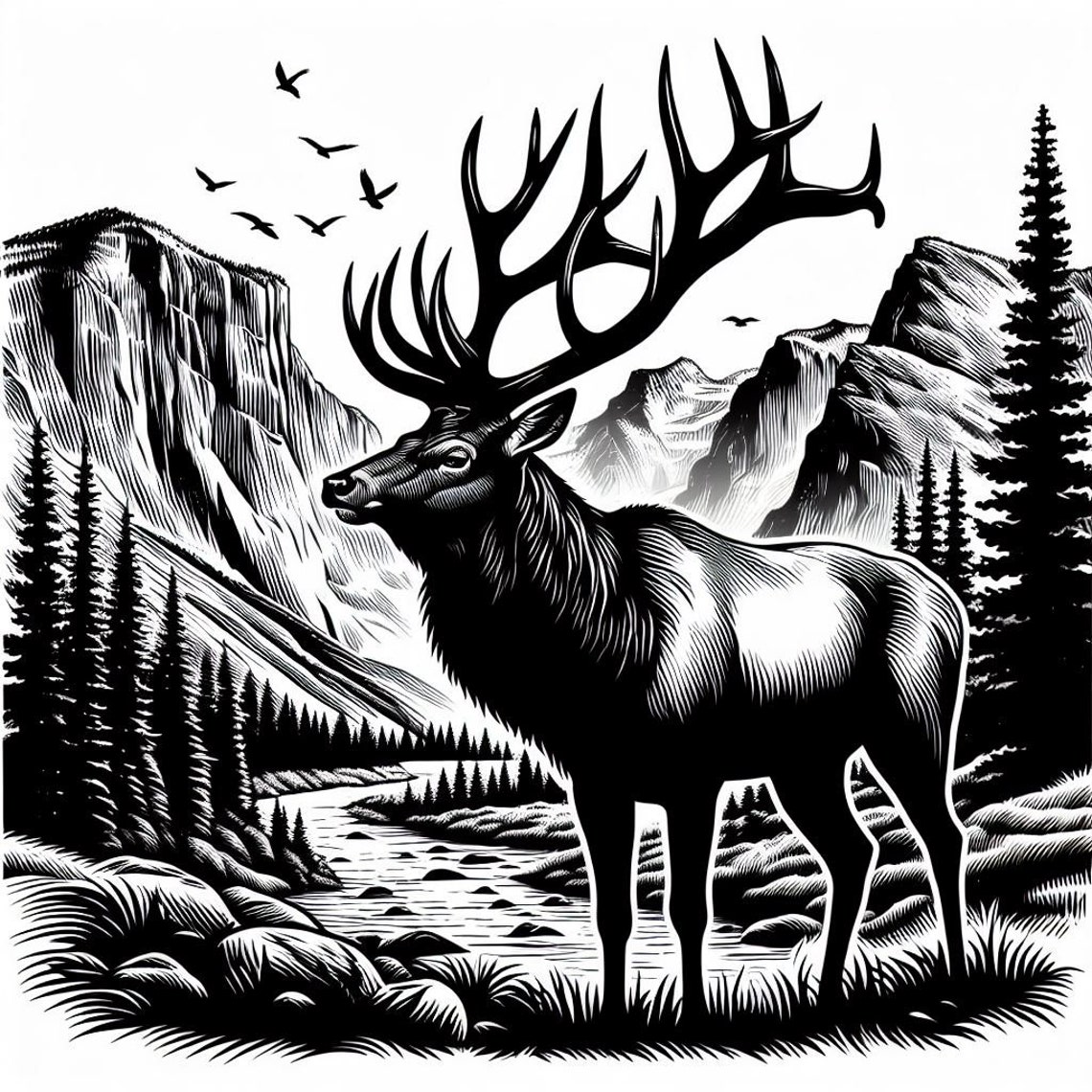 Elk Engraving Images - Etsy