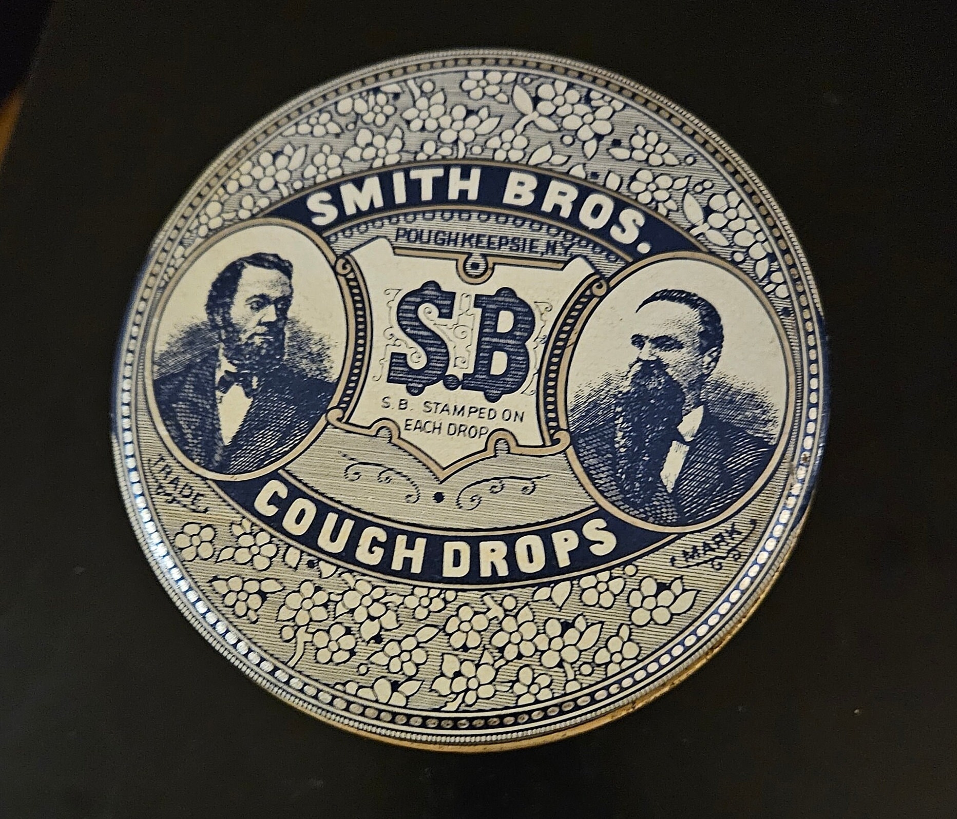 Vintage 1980 Smith Bros. Cough Drops Bristol Ware Blue and White Hong ...