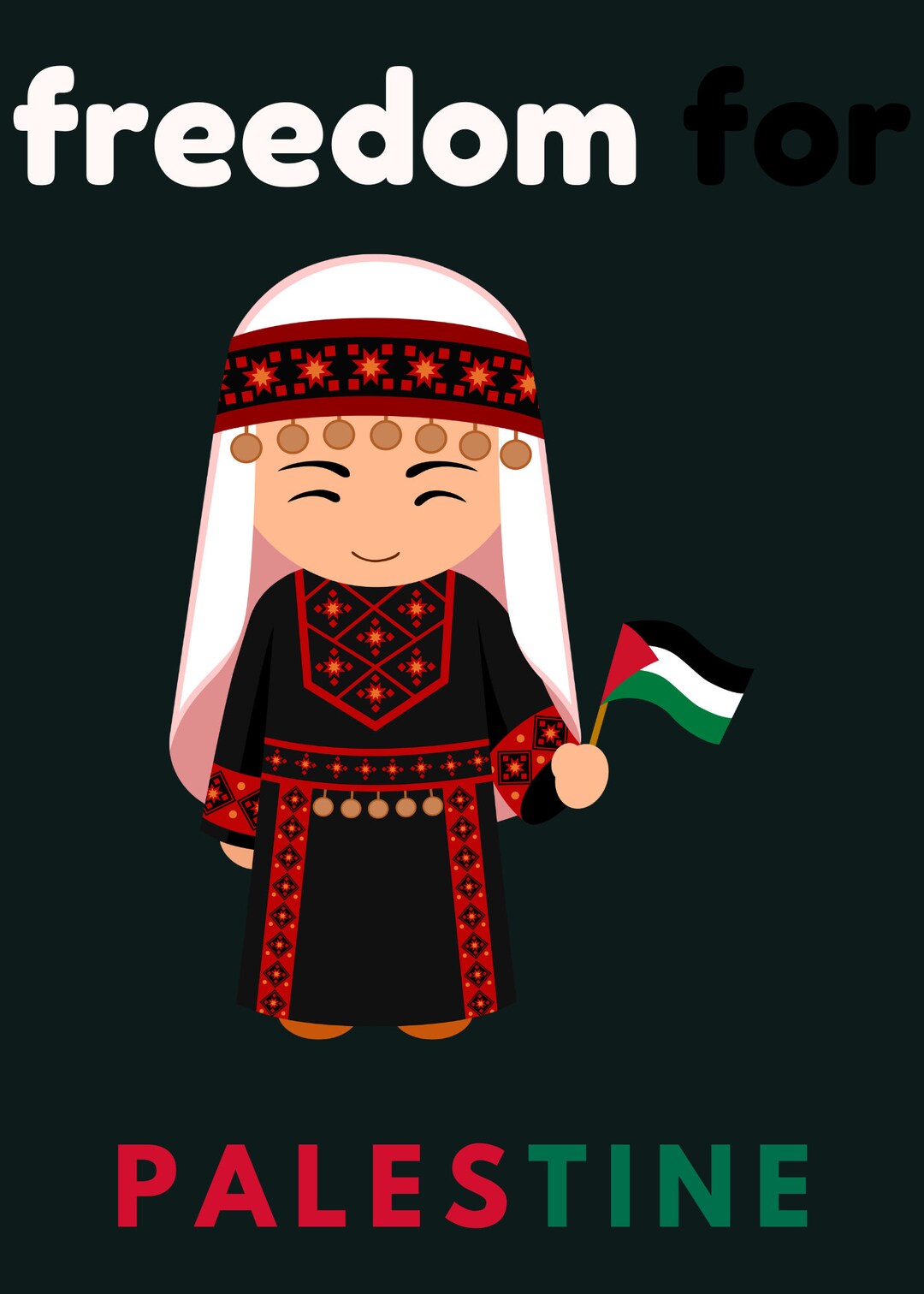 Free Palestine Digital Card Red, Green, Black, and White Illustration ...