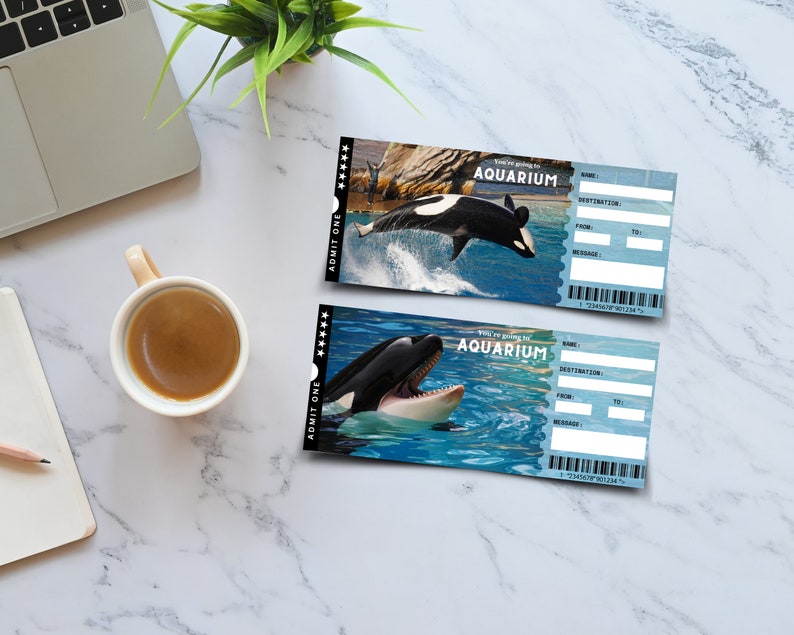 Aquarium Surprise Ticket Template - Editable Orca Theme, Printable ...