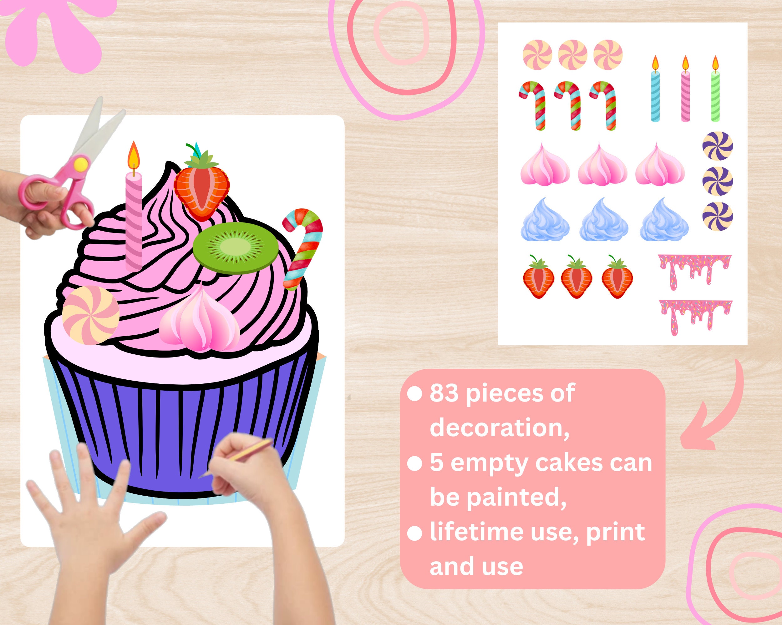 Printable Birthday Cake Craft Template - Build a Cake Decoration for ...