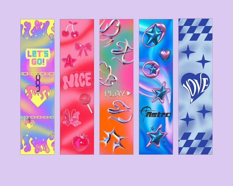 Y2K Digital Grunge Bookmarks, Printable Pink 2000z Y2K Bookmarks for ...