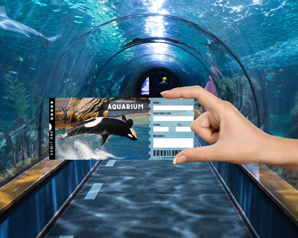 Aquarium Surprise Ticket Template - Editable Orca Theme, Printable ...