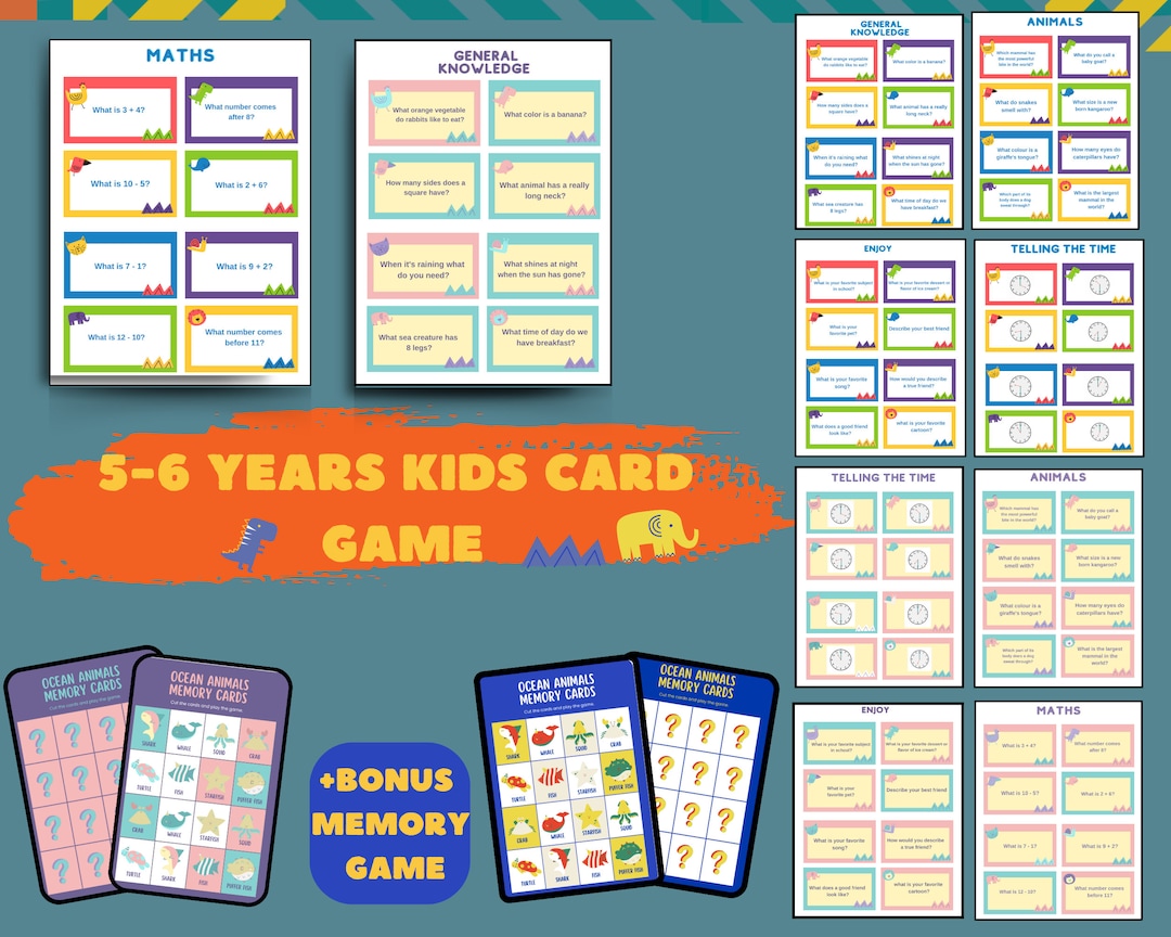 5-6 Years Old Kids Learning Flashcards Printable Memory Game Making Kit ...
