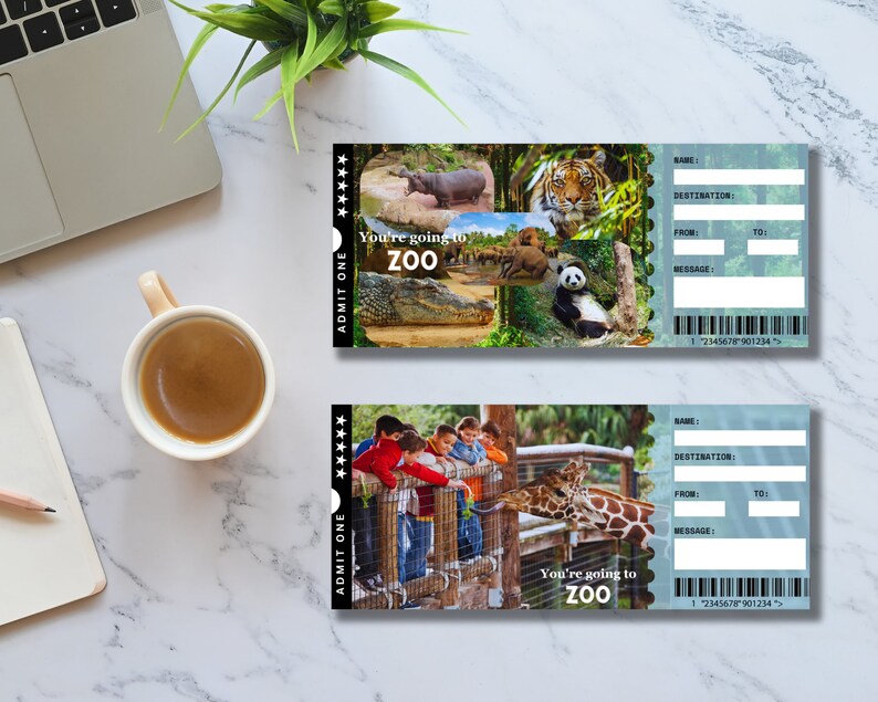 Editable Safari Zoo Ticket Template Personalized Animal Adventure Pass ...