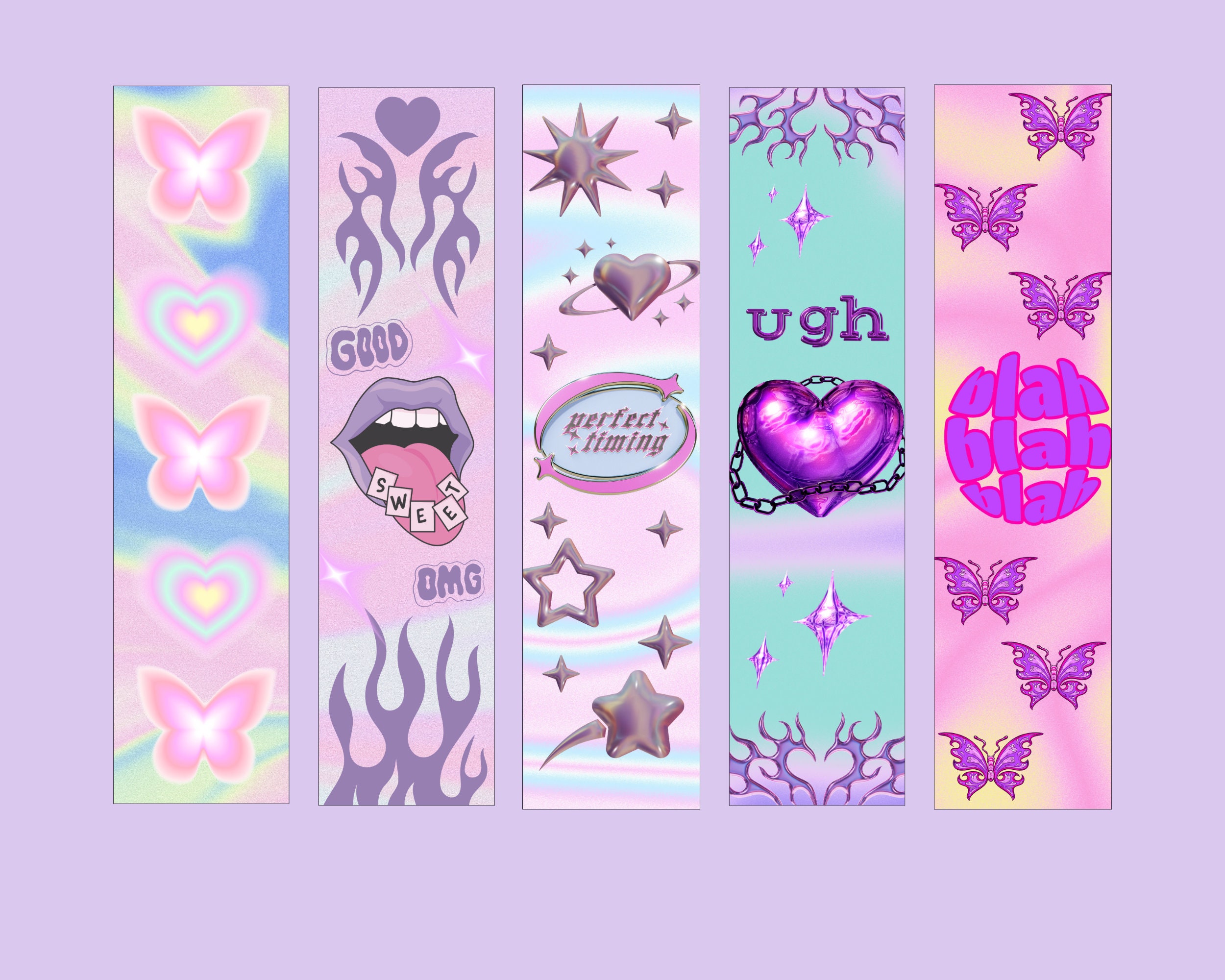 Y2K Digital Grunge Bookmarks, Printable Pink 2000z Y2K Bookmarks for ...