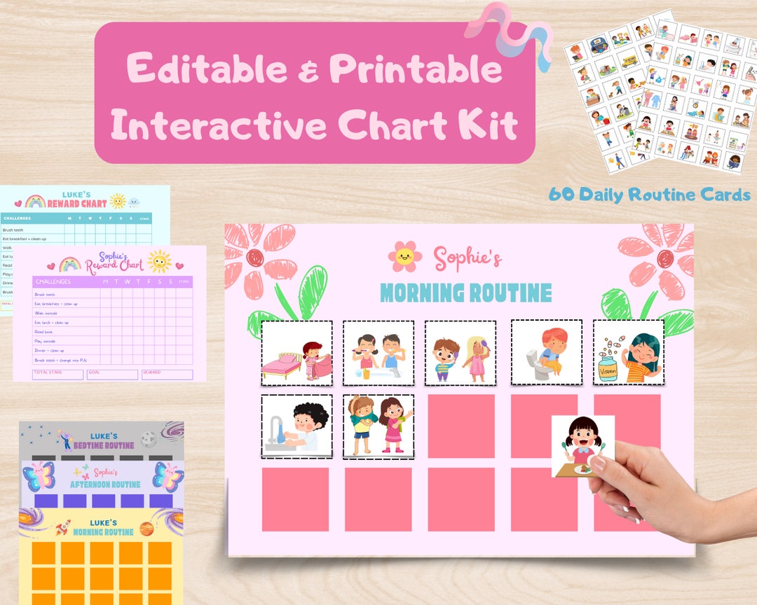 Princess Daily Routine Chart, Editable Tracker for Kids, Morning ...