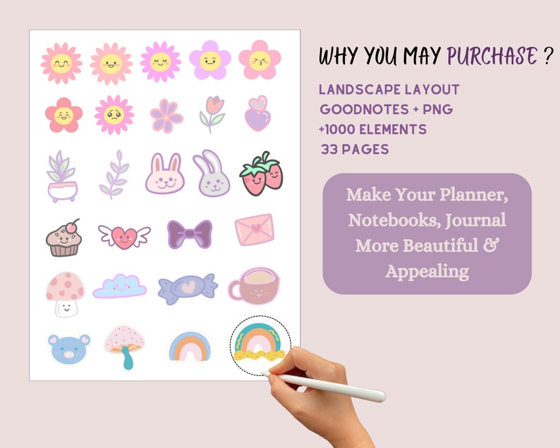 Ultimate Digital Sticker for Goodnotes Cute Stickey Notes, Trendy Daily ...