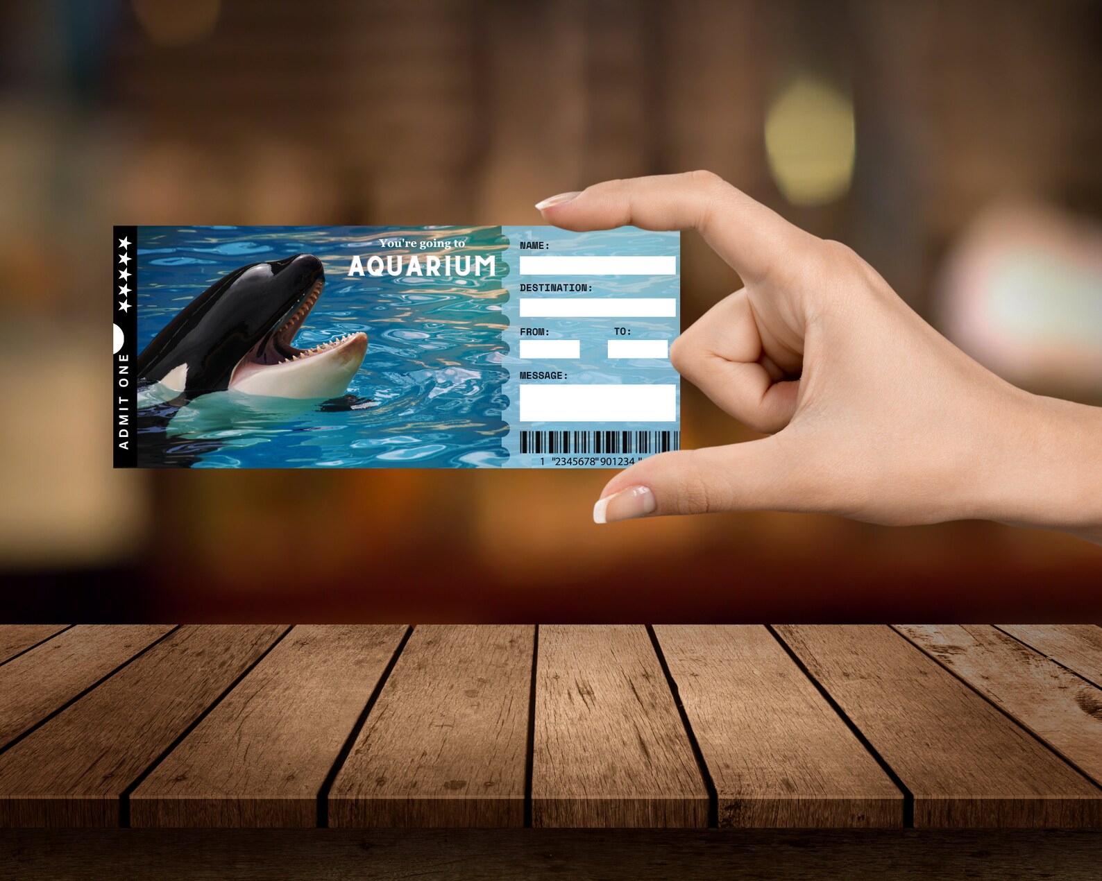 Aquarium Surprise Ticket Template - Editable Orca Theme, Printable ...