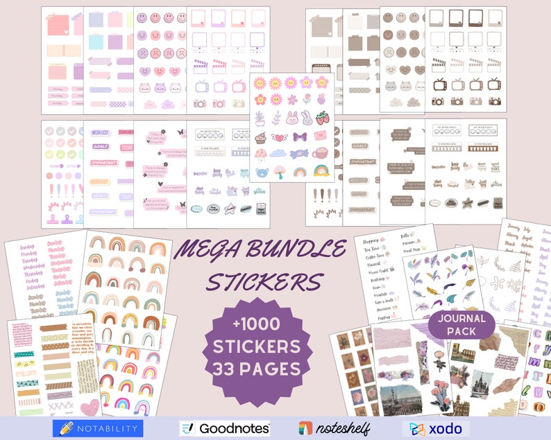 Ultimate Digital Sticker for Goodnotes Cute Stickey Notes, Trendy Daily ...
