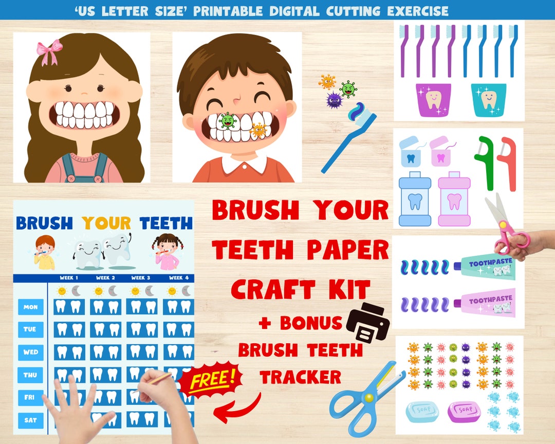 Kids' Teeth Brushing Practice: Craft Game & Tracker Chart for ...